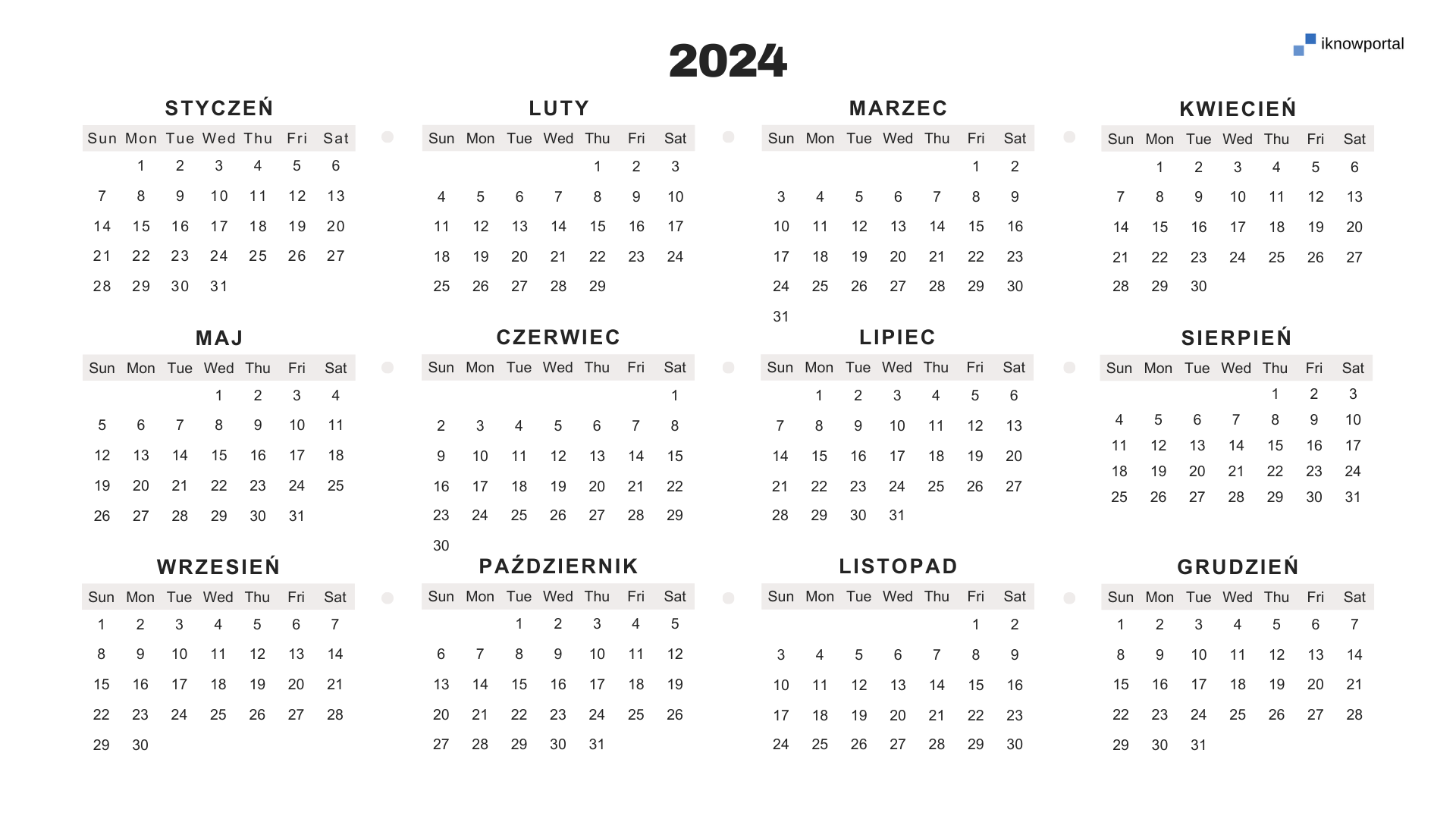 Kalendarz 2024 – do druku - iknowportal